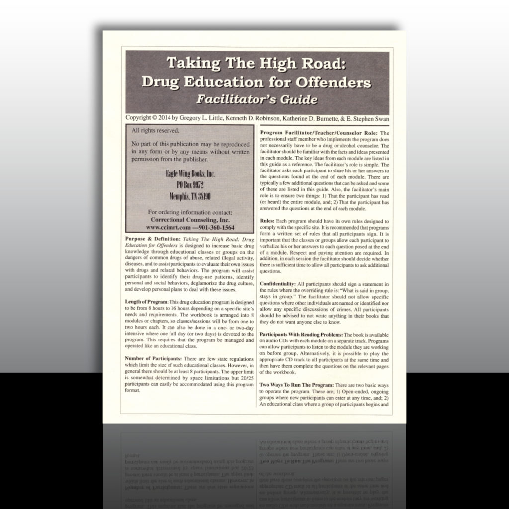 Taking the High Road Facilitator Guide - Moral Reconation Therapy - MRT ...