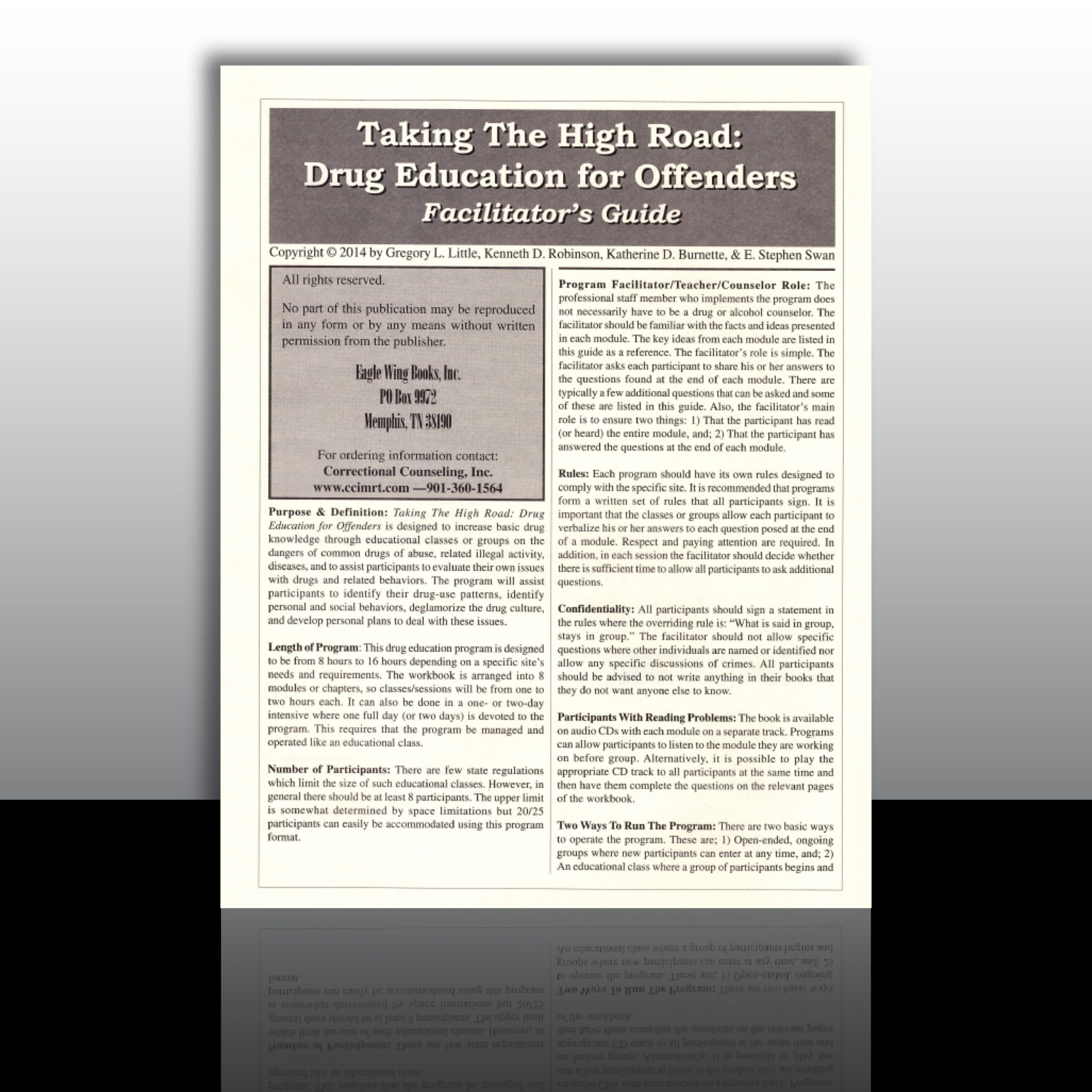 Taking the High Road Facilitator Guide - Moral Reconation Therapy - MRT ...